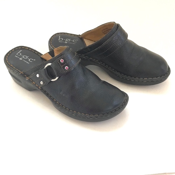 Born | Shoes | Boc Born Concept Black Leather Mule Clog Slip On Womens ...